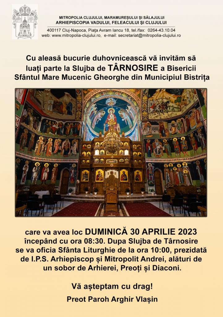 Duminică, 30 aprilie, Sfinţirea Bisericii Sfântul Mare Mucenic Gheorghe ( din Piaţa Ruşilor ...
