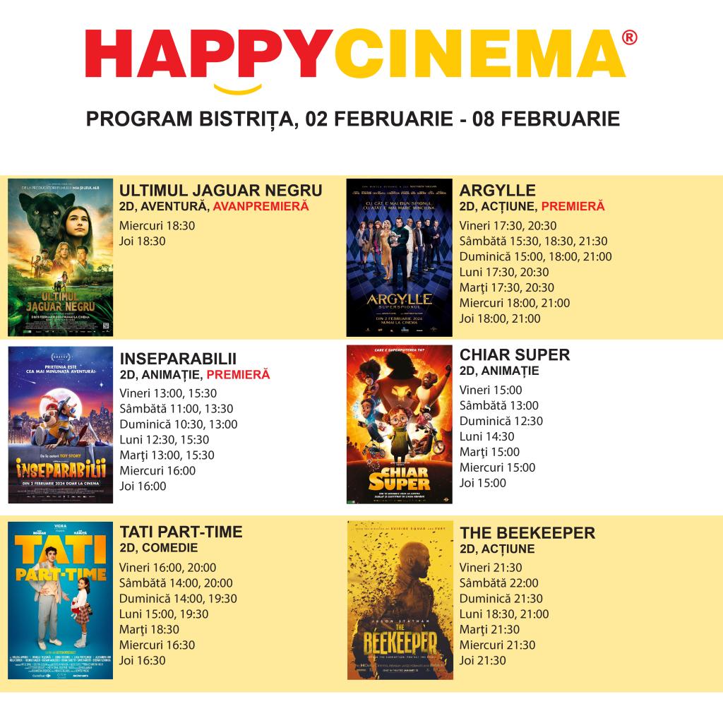 Programul filmelor de la Happy Cinema Bistrița, în perioada 2-8 ...
