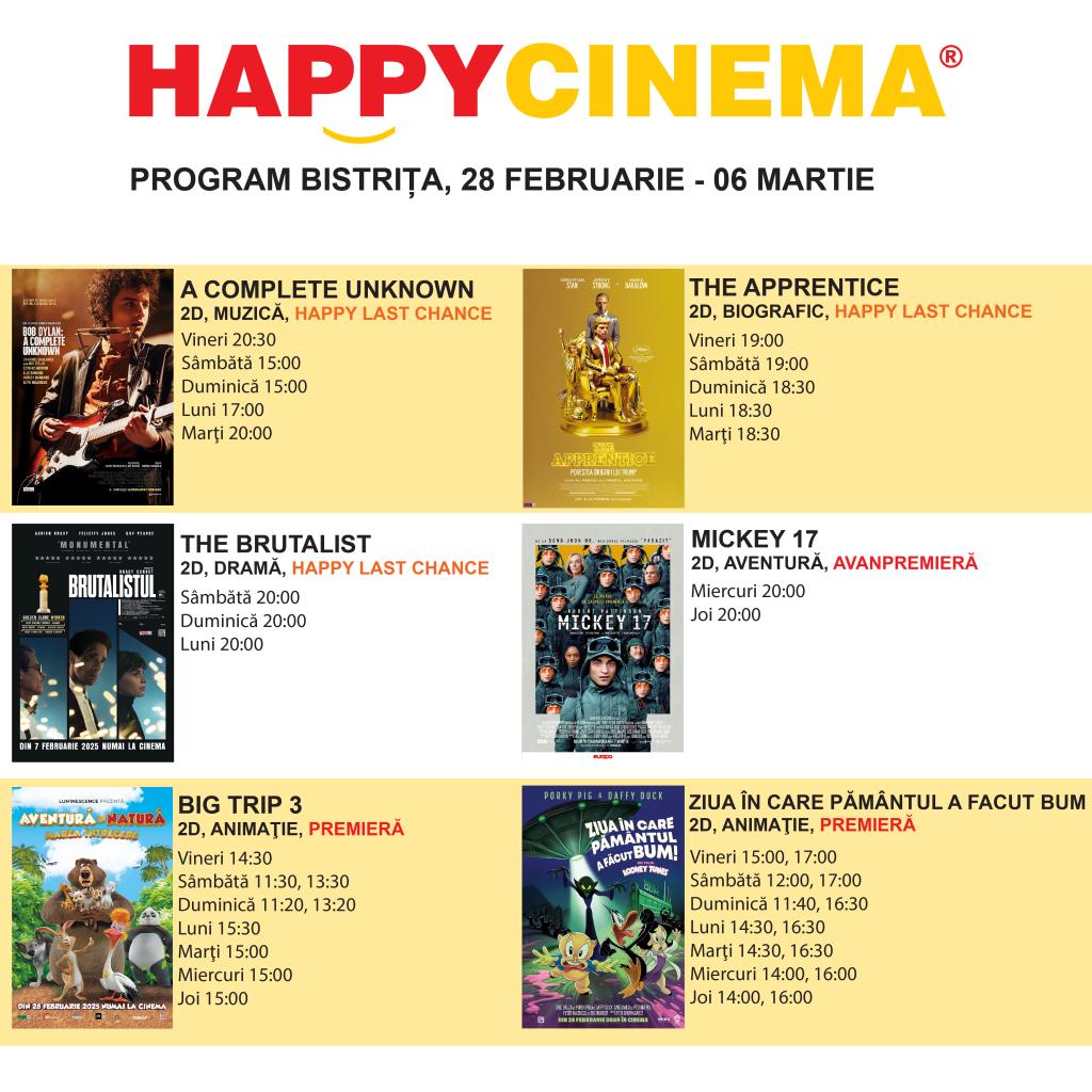 Programul filmelor la HappyCinema Bistrița, în perioada 28 februarie-6 ...